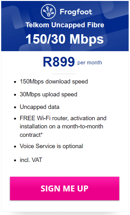 Telkom Frogfoot fibre to the home deals