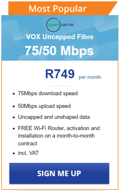Openserve uncapped fibre to the home deals