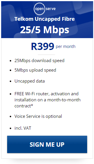 Telkom uncapped fibre internet deals