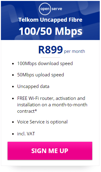 Telkom uncapped fibre internet deals