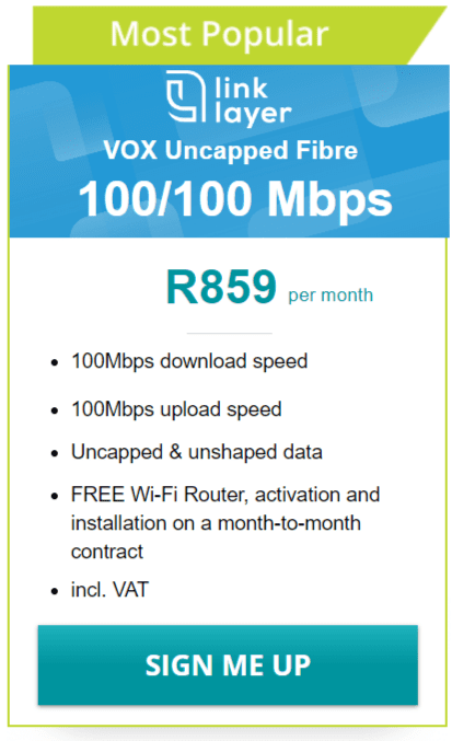 Vox Link Layer uncapped fibre to the home deals