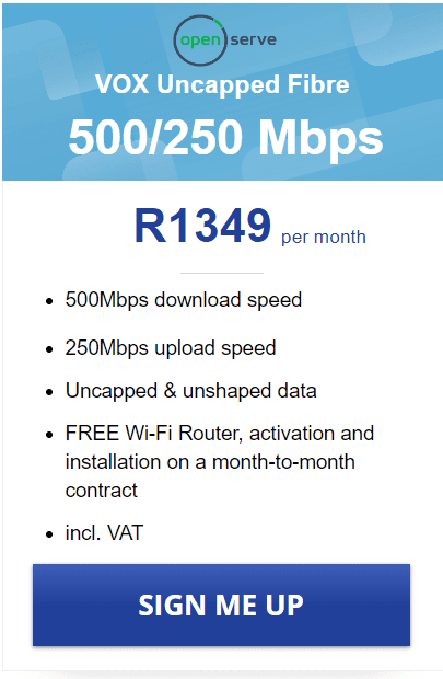 Openserve uncapped fibre to the home deals