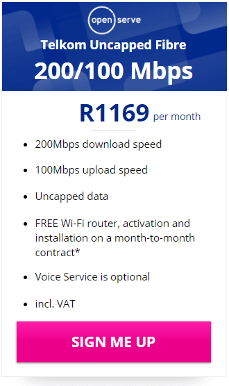 Telkom uncapped fibre internet deals