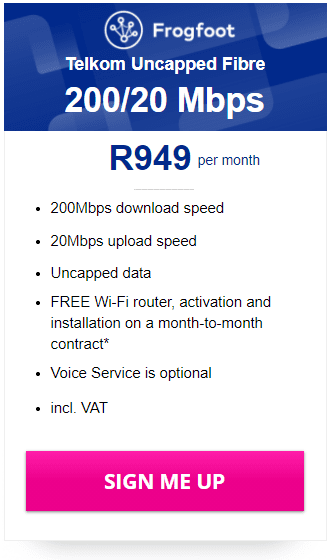 Telkom Frogfoot fibre to the home deals