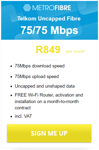 Telkom over Metrofibre fibre to the home deals
