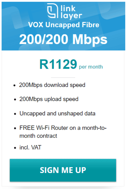 Vox Link Layer uncapped fibre to the home deals