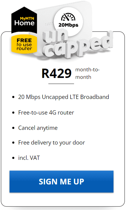 Month-to-month MTN Uncapped LTE deals