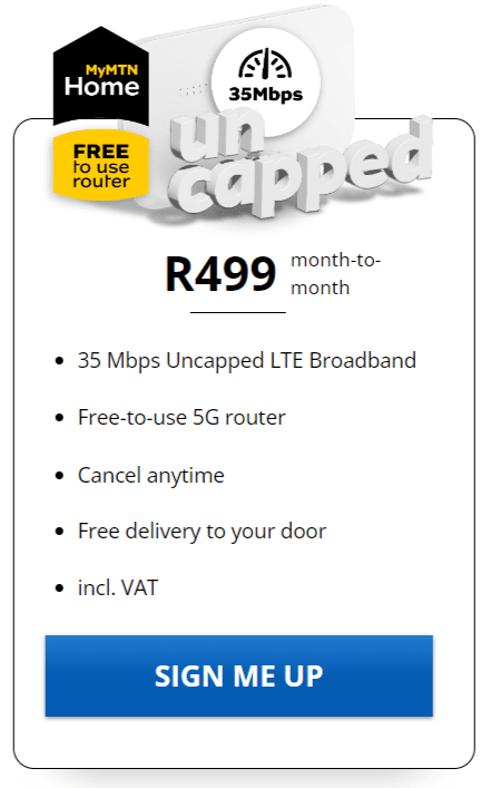 Month-to-month MTN Uncapped LTE deals