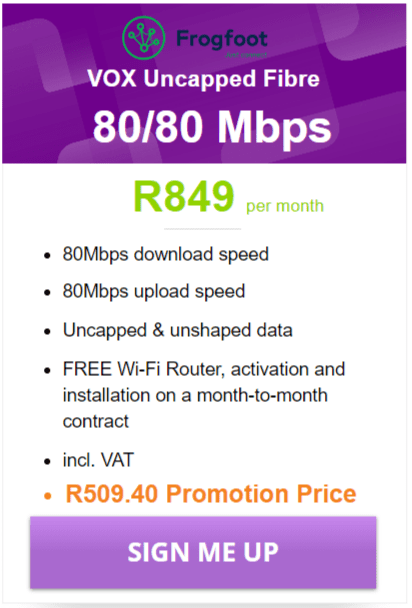 Vox Frogfoot fibre to the home deals