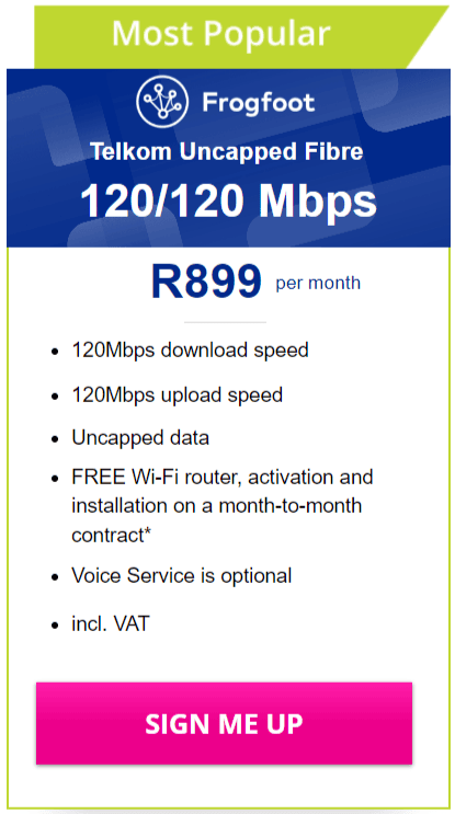 Telkom Frogfoot fibre to the home deals