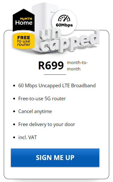 Month-to-month MTN Uncapped LTE deals