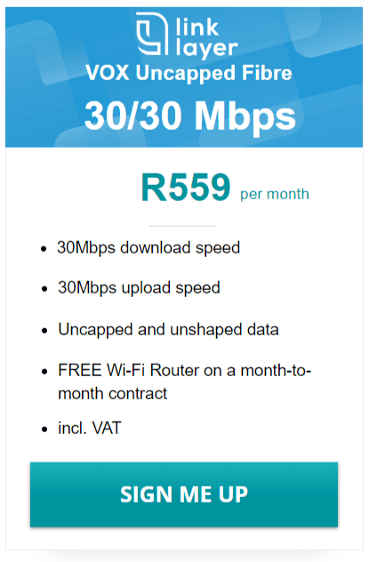 Vox Link Layer uncapped fibre to the home deals