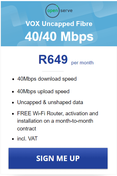 Openserve uncapped fibre to the home deals