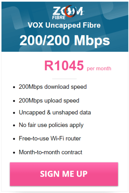 Vox Zoom uncapped fibre to the home deals