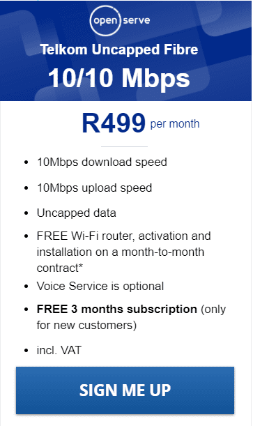 Telkom uncapped fibre internet deals