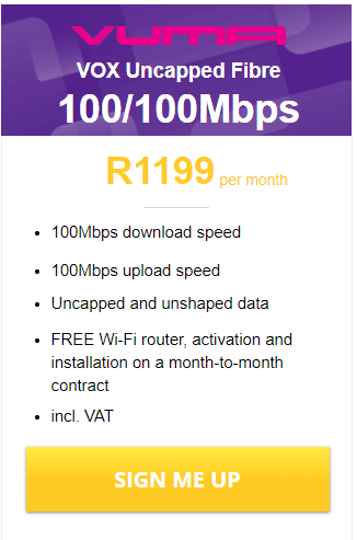 Vumatel uncapped fibre to the home deals
