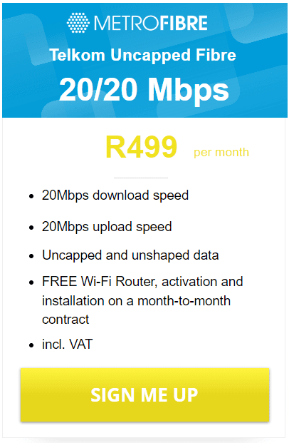 Telkom over Metrofibre fibre to the home deals