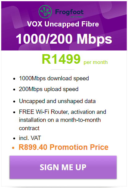 Vox Frogfoot fibre to the home deals