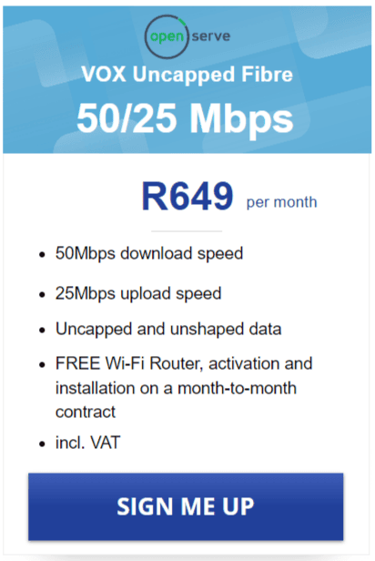 Openserve uncapped fibre to the home deals