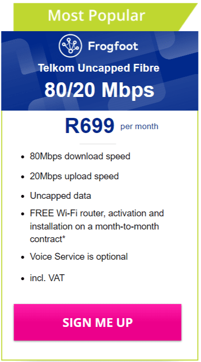 Telkom Frogfoot fibre to the home deals