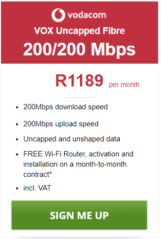 Vox Vodacom Fibre To The Home | DSL Telecom