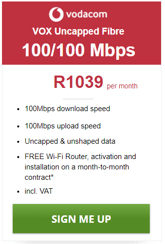 Vox Vodacom Fibre To The Home | DSL Telecom