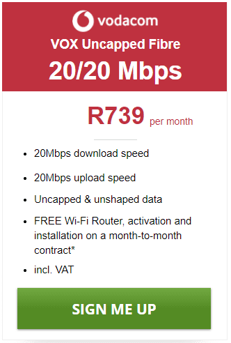 Vox Vodacom Fibre To The Home | DSL Telecom