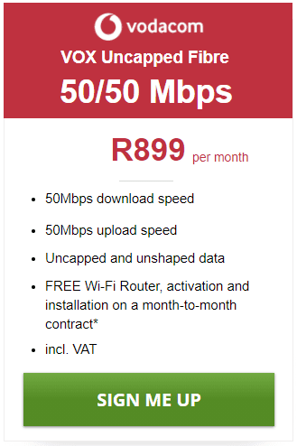 Vox Vodacom Fibre To The Home - DSL Telecom